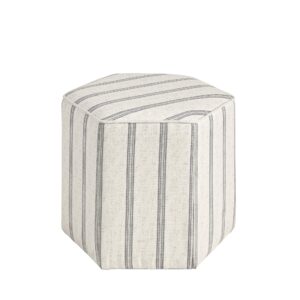 martha stewart ellen accent ottoman - solid wood frame, soft fabric, hexagonal small stool chair - modern foam padded top footstool living room furniture natural, 18" w x 18" d x 16" h, natural