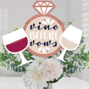 big dot of happiness vino before vows - winery bridal shower or bachelorette party centerpiece sticks - table toppers - set of 15