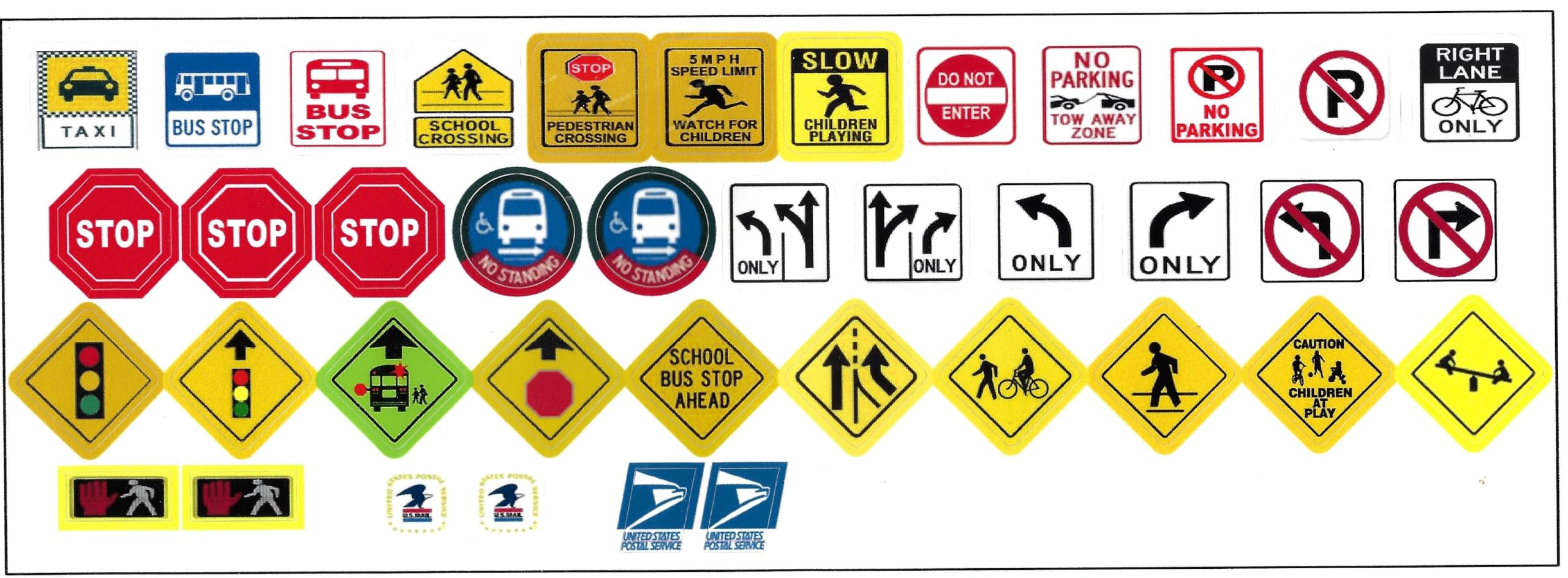 Educational Driving Traffic City Street Road Signs Stickers Set of 36 Vinyl Waterproof for Children 1:64 Scale HO, Arts & Crafts Supplies idea