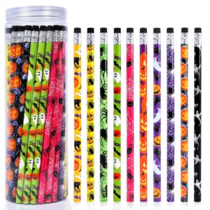 50pcs halloween pencils colorful wood pencils with erasers assorted pattern pencils for halloween party favors trick or treat halloween goodies bags filler game prizes classroom rewards for kids adult