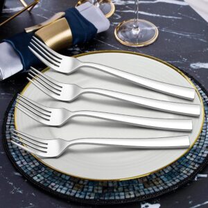 LIANYU 20-Piece Silverware Set, Stainless Steel Square Flatware Cutlery Set for 4, Eating Utensils Tableware Set, Mirror Finish, Dishwasher Safe