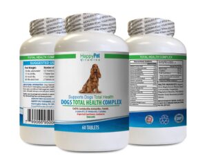 dog skin and coat supplements - dogs total health complex - natural - best hair coat immune eye teeth uti health - dog vitamins - 1 bottle (60 treats)