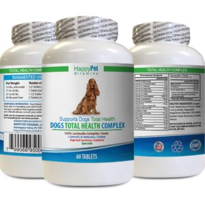 Dog Skin and Coat Supplements - Dogs Total Health Complex - Natural - Best Hair Coat Immune Eye Teeth UTI Health - Dog Vitamins - 1 Bottle (60 Treats)