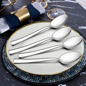 LIANYU 20-Piece Silverware Set, Stainless Steel Square Flatware Cutlery Set for 4, Eating Utensils Tableware Set, Mirror Finish, Dishwasher Safe