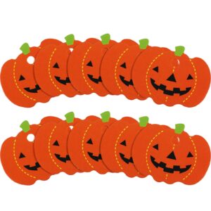 100 pieces halloween pumpkin gift tags paper hanging pumpkin tags pendants christmas diy party decorations with pre cut holes, 1.8 x 1.4 inches