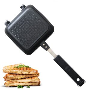 jean-patrique stovetop toastie maker – black ceramic toasted sandwich maker - non-stick panini press with handles - indoor & outdoor panini grill press sandwich maker – breakfast sandwich maker