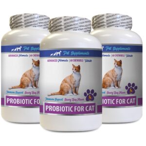 PET SUPPLEMENTS cat Allergy Supplement - CAT PROBIOTICS - Immune Support - Savory Beef Flavor - Natural Formula - Best probiotics for Cats - 3 Bottles (180 Treats)