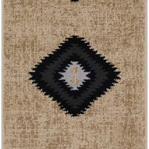 Hauteloom Hoylake Southwestern Tribal Living Room Bedroom Dining Room Aztec Area Rug - Native American Indian Indie Carpet - Brown, Gray, Black - 7'10" x 11'2"