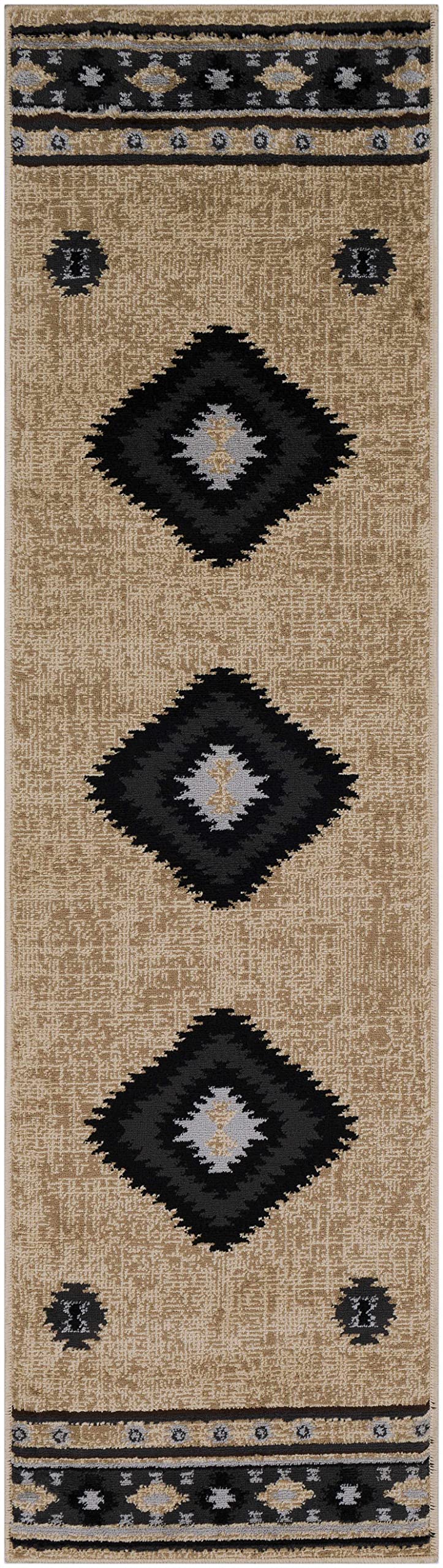 Hauteloom Hoylake Southwestern Tribal Living Room Bedroom Dining Room Aztec Area Rug - Native American Indian Indie Carpet - Brown, Gray, Black - 7'10" x 11'2"