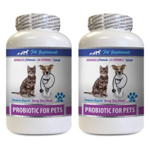 Anti Diarrhea Pills for Dogs - PROBIOTICS for Pets - Dogs Cats - Bad Gas and Breath Treats - Advanced Immune Boost - Dog probiotics for Puppies - 2 Bottles (120 Treats)