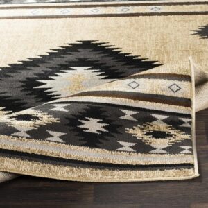 Hauteloom Hoylake Southwestern Tribal Living Room Bedroom Dining Room Aztec Area Rug - Native American Indian Indie Carpet - Brown, Gray, Black - 7'10" x 11'2"