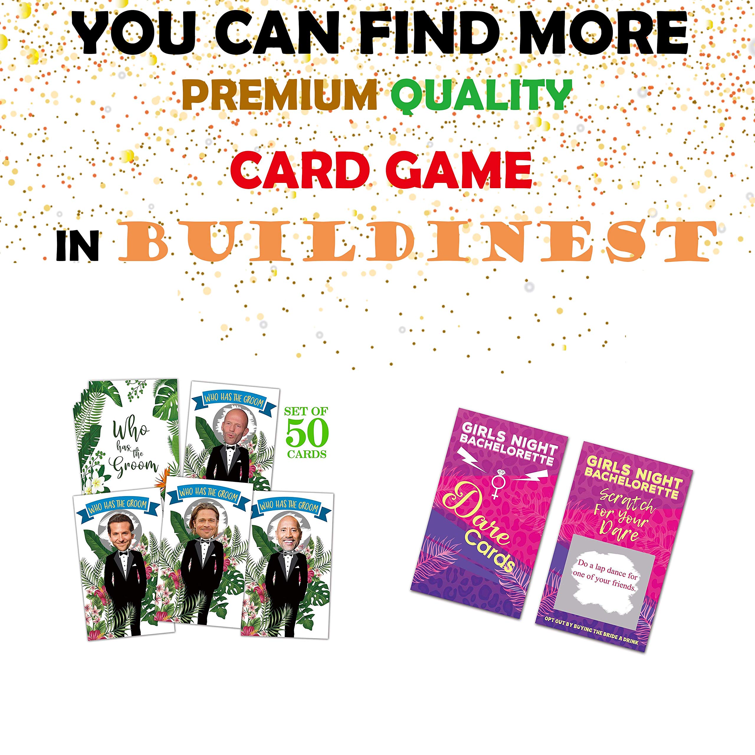 BUILDINEST Bridal Shower Games-Who Has the Groom Scratch off Cards Games- Bachelorette Party Games for 50 Guests