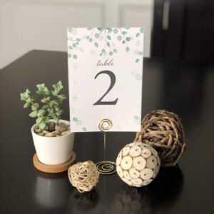 UP THE MOMENT Eucalyptus Table Numbers Wedding, 1-25, Centerpiece Decorations, Double Sided 4x6, Numbers 1-25 and Head Table Card Included, for Table Number Holders