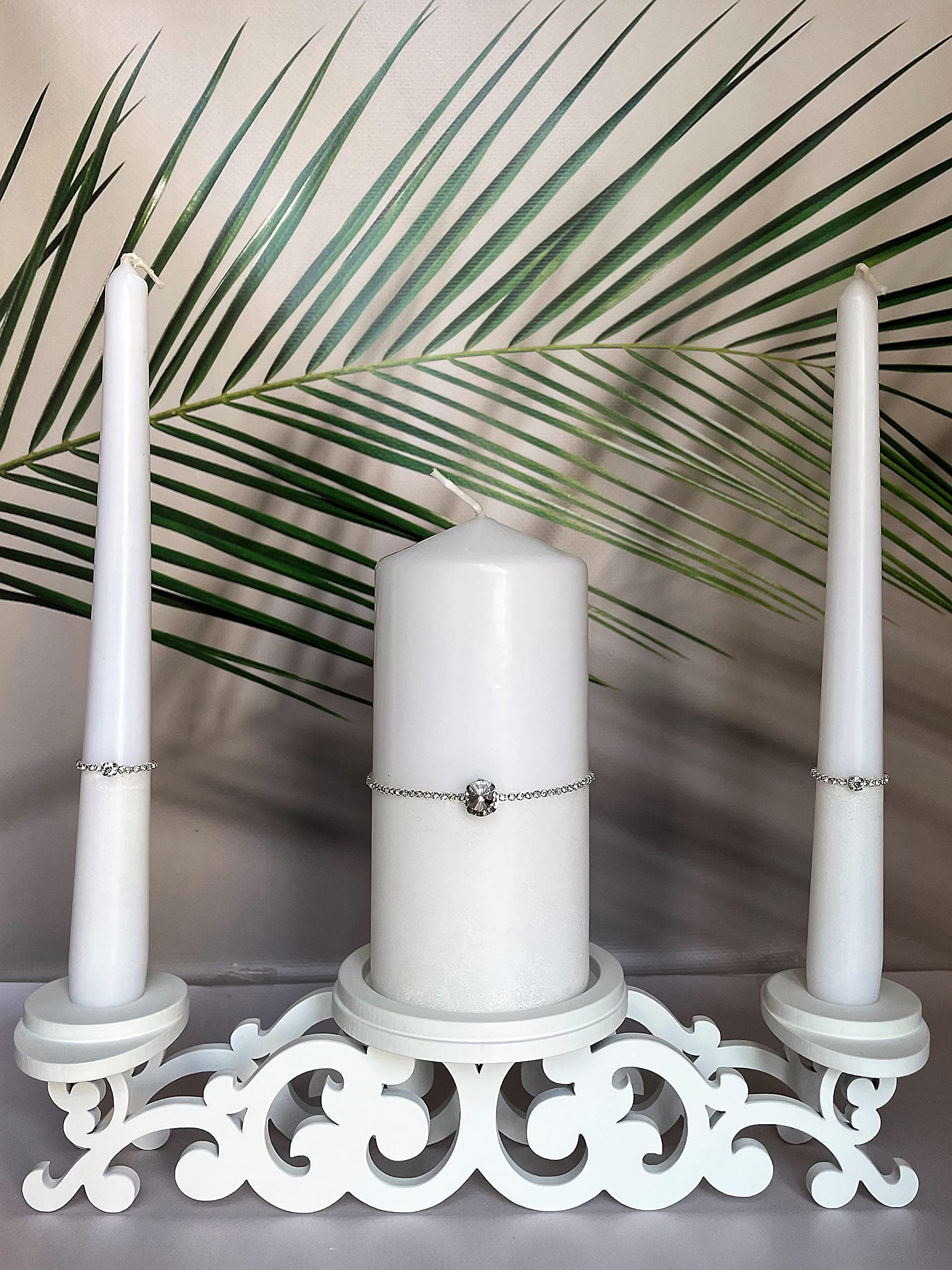 Unity Candle Holder-Unity Candle Stand-Unity Candle Holder Set-Pillar Candle Holder-Wedding Gift -Ceremony Decoration-Wedding Centerpiece (Pattern)