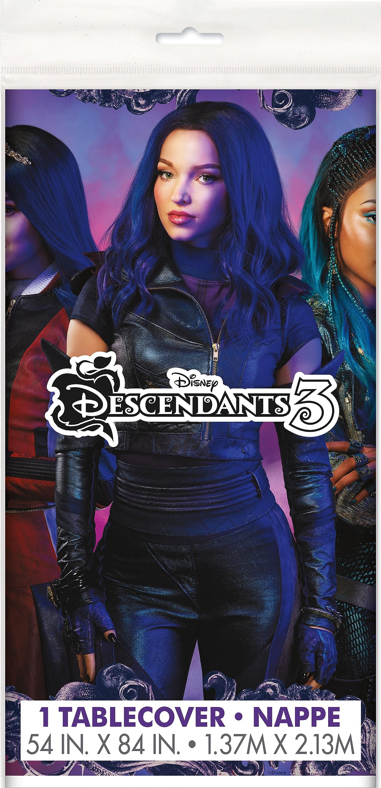 Unique Disney Descendants 3 Rectangular Plastic Table Cover - 54" x 84" (1 Pc) - Multicolor & Easy-to-Clean Tablecover, Perfect for Themed Celebrations