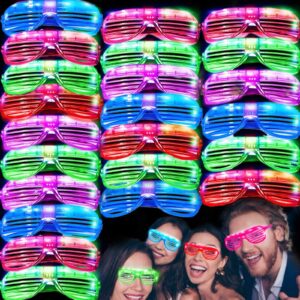 50 pack led glasses new years light up party glasses new years eve glow in the dark party supplies shutter shades neon flashing glasses carnival sunglasses new years birthday wedding party favors toys