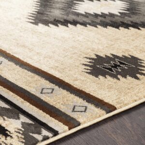 Hauteloom Hoylake Southwestern Tribal Living Room Bedroom Dining Room Aztec Area Rug - Native American Indian Indie Carpet - Brown, Gray, Black - 7'10" x 11'2"