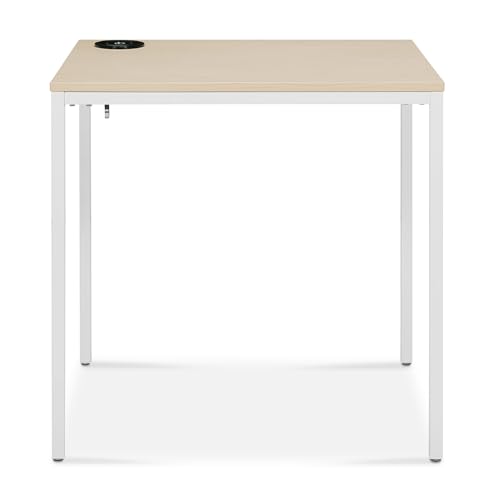 Brite Table Desk 30" W x 24" D x 30" H - Light Maple Top/White Steel Frame - Commercial Quality