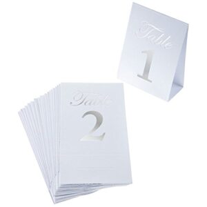 Silver and White Table Number Cards Wedding Reception