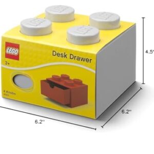 ROOM Copenhagen Lego Storage Brick 4 Desk Drawer, 4-Stud Stackable Tabletop Storage Box, 6.2 x 6.2 x 4.4 in, Stone Grey