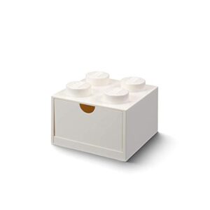 room copenhagen lego storage brick 4 desk drawer, 4-stud stackable tabletop storage box, 6.2 x 6.2 x 4.4 in, white