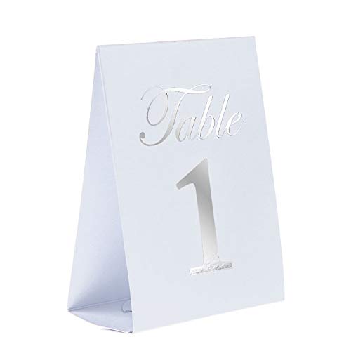 Silver and White Table Number Cards Wedding Reception