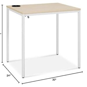 Brite Table Desk 30" W x 24" D x 30" H - Light Maple Top/White Steel Frame - Commercial Quality