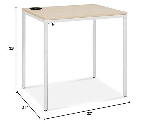 Brite Table Desk 30" W x 24" D x 30" H - Light Maple Top/White Steel Frame - Commercial Quality