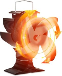 signstek heat powered wood stove fan for wood/log burner/fireplace/heater, non electric, quiet, eco friendly black stove fans, circulating warm air saving fuel, 4 blades upgrade design