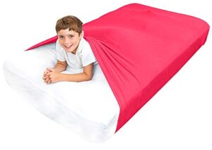 special supplies sensory bed sheet for kids compression alternative to weighted blankets - breathable, stretchy - cool, comfortable sleeping bedding (red, queen)