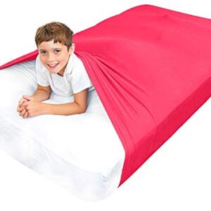 Special Supplies Sensory Bed Sheet for Kids Compression Alternative to Weighted Blankets - Breathable, Stretchy - Cool, Comfortable Sleeping Bedding (Red, Queen)