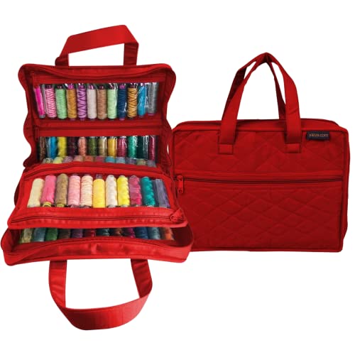 Yazzii 100 Spool Thread Organizer - Thread Holder Organizer - Portable Thread Storage Bag Red