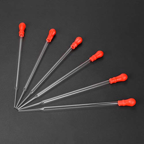 StonyLab Glass Dropper Pipettes, Thick Borosilicate Glass Dropping Pipettes 3ml Non-Graduated Liquid Transfer Pipettes with Red Rubber Caps for Laboratory Chemistry, Set of 10