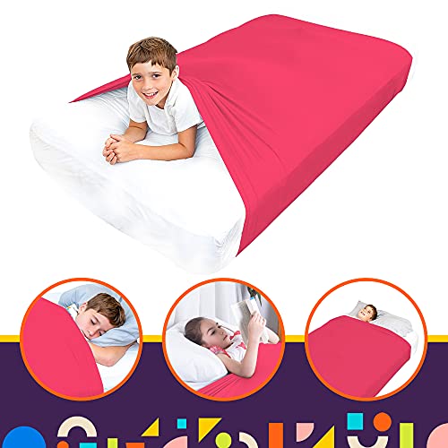 Special Supplies Sensory Bed Sheet for Kids Compression Alternative to Weighted Blankets - Breathable, Stretchy - Cool, Comfortable Sleeping Bedding (Red, Queen)