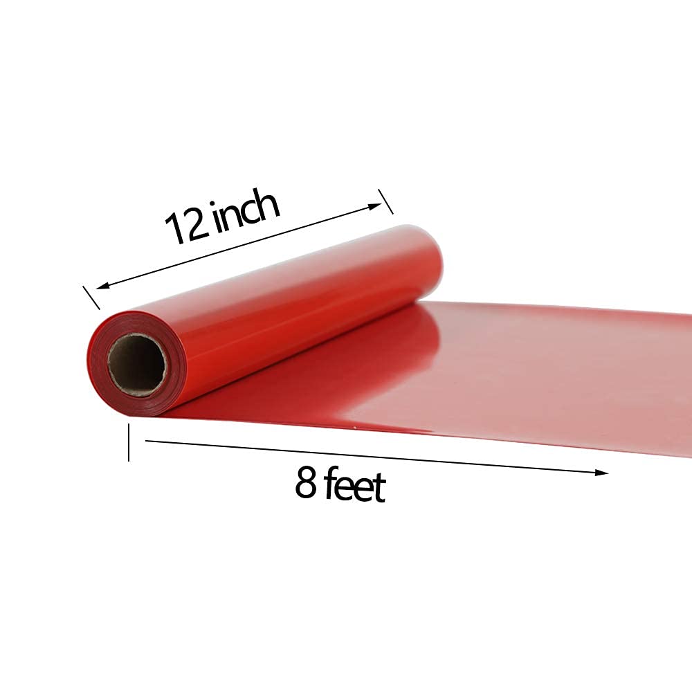 Red Heat Transfer Vinyl - Red Iron on Vinyl Rolls, 12" x 8ft TUMIYA Red HTV Vinyl for T-Shirt Glossy Adhesive HTV Vinyl (Red)