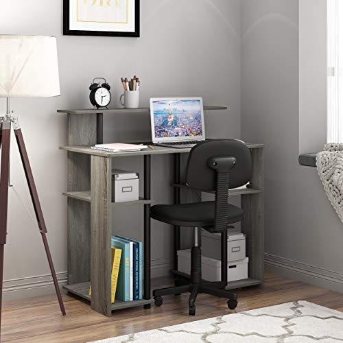 Furinno JAYA Simple Design Computer Writing Desk, French Oak Grey/Black