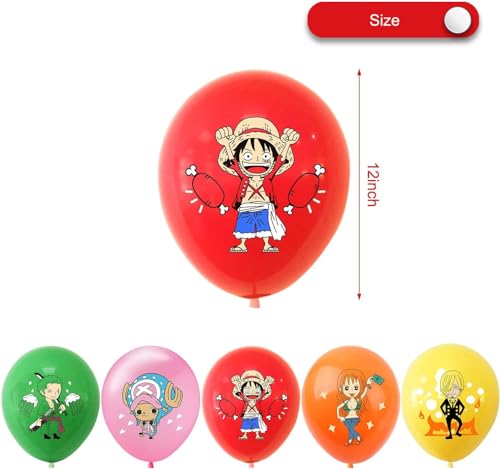 25Pcs Party Latex Balloons For One Piece, Cartoon Birthday Balloons Theme Party Decoration For One Piece