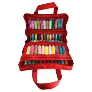 Yazzii 100 Spool Thread Organizer - Thread Holder Organizer - Portable Thread Storage Bag Red