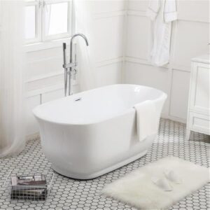 Elegant Decor Indoor Modern 59 inch Soaking Bathtub in Glossy white - 59x28.3x22