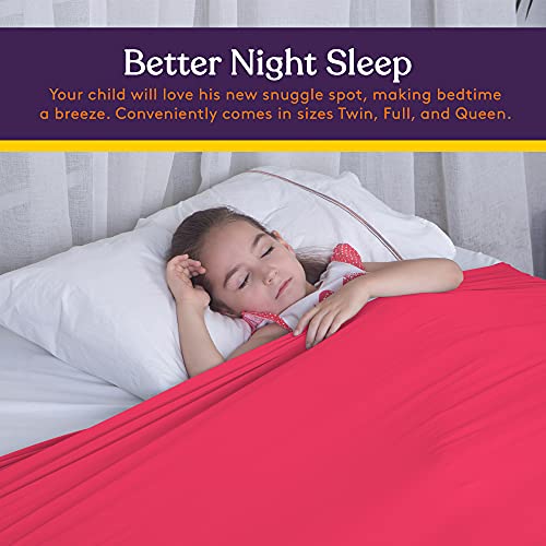 Special Supplies Sensory Bed Sheet for Kids Compression Alternative to Weighted Blankets - Breathable, Stretchy - Cool, Comfortable Sleeping Bedding (Red, Queen)