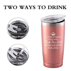 GINGPROUS A Wise Woman Once Said Travel Tumbler for Women, Friends Travel Tumbler for Divorce Coworker Retirement, 20 Oz Stainless Steel Insulated Tumbler with Lid and Straws, Rose Gold