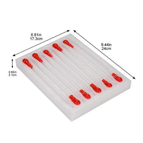 StonyLab Glass Dropper Pipettes, Thick Borosilicate Glass Dropping Pipettes 3ml Non-Graduated Liquid Transfer Pipettes with Red Rubber Caps for Laboratory Chemistry, Set of 10