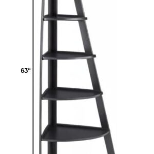 Danya B. Free Standing 5-Tier Pyramid Corner Ladder Display Shelving Unit/Bookshelf (Black)