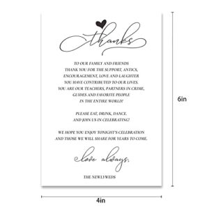 DORIS HOME Wedding Thank You Place Setting Cards, 4x6 Print to add to Your Table Centerpieces and Wedding Decorations — Pack of 50 (Burgundy Ribbon with Black Printing)