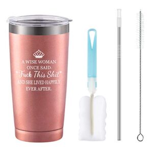 GINGPROUS A Wise Woman Once Said Travel Tumbler for Women, Friends Travel Tumbler for Divorce Coworker Retirement, 20 Oz Stainless Steel Insulated Tumbler with Lid and Straws, Rose Gold