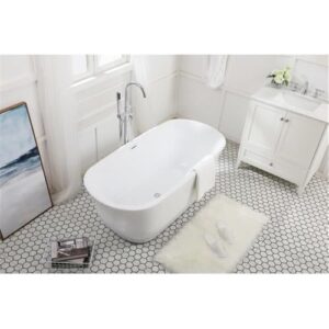 Elegant Decor Indoor Modern 59 inch Soaking Bathtub in Glossy white - 59x28.3x22