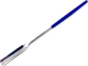 scientific labwares stainless steel micro lab scoop half rounded spoon spatula sampler with vinyl handle (6.5")