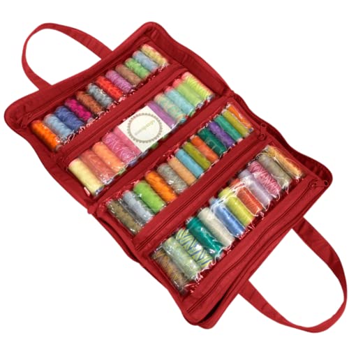 Yazzii 100 Spool Thread Organizer - Thread Holder Organizer - Portable Thread Storage Bag Red