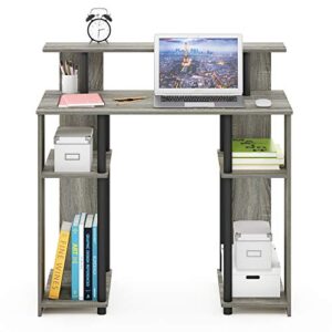 Furinno JAYA Simple Design Computer Writing Desk, French Oak Grey/Black