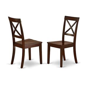 East West Furniture ANBO5-MAH-W 5 Piece Dinette Set for 4 Includes a Round Kitchen Table with Pedestal and 4 Dining Room Chairs, 36x36 Inch, Mahogany